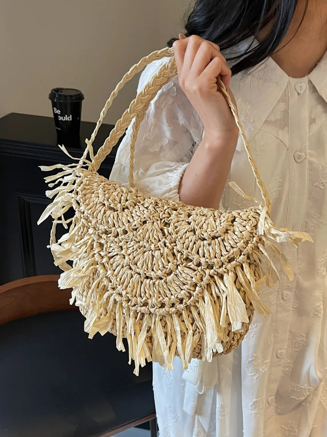 Straw Braided Fringe Shoulder Bag – Justrae